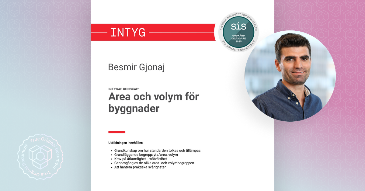 SIS - Intyg utfärdat till Besmir Gjonaj av SIS. Ett säkrat TRUE ...